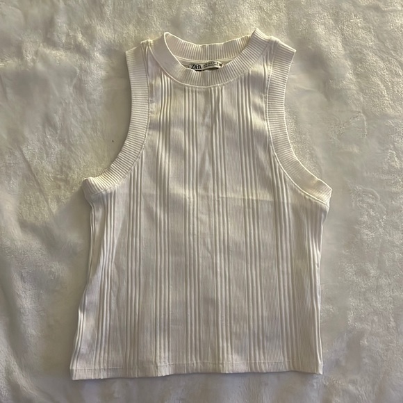 Zara | Tops | Zara Plain White High Neck Tank | Poshmark